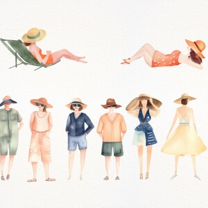 Summer Beach Watercolor Clipart With Transparent Background, 108 Pngs ...