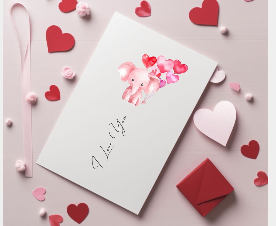 PINK Valentine Clipart Classic Valentine's Day Watercolor - Etsy