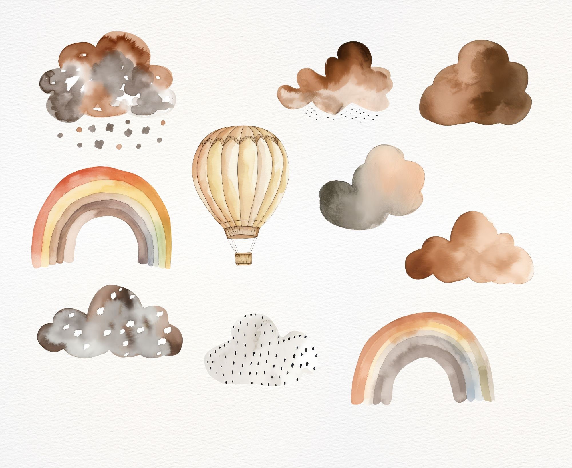 Boho Nursery Watercolor Clipart With Transparent Background, Baby ...