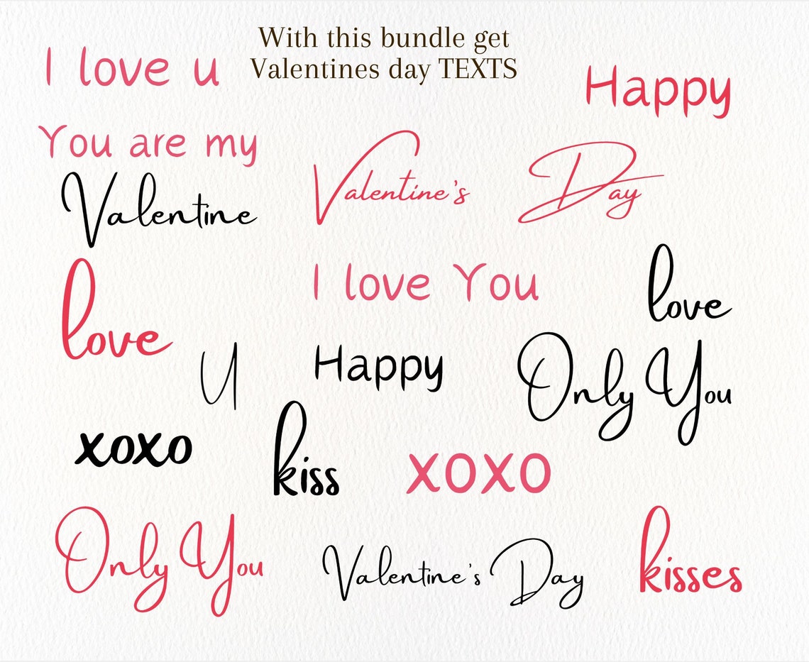 PINK Valentine Clipart Classic Valentine's Day Watercolor - Etsy