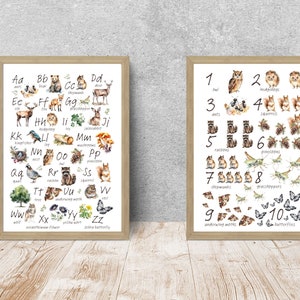 ABC and Numbers Nursery Poster Set With Forest Animals for Montessori ...