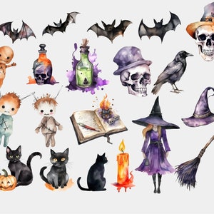 Ultimate Halloween Watercolor Clipart Bundle, 62 Transparent Pngs ...