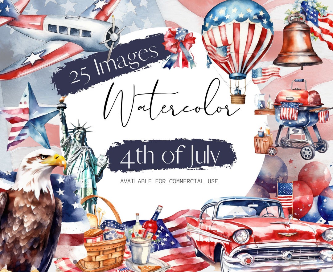 4th of July Independence Day Watercolor Clipart, Transparent Pngs ...