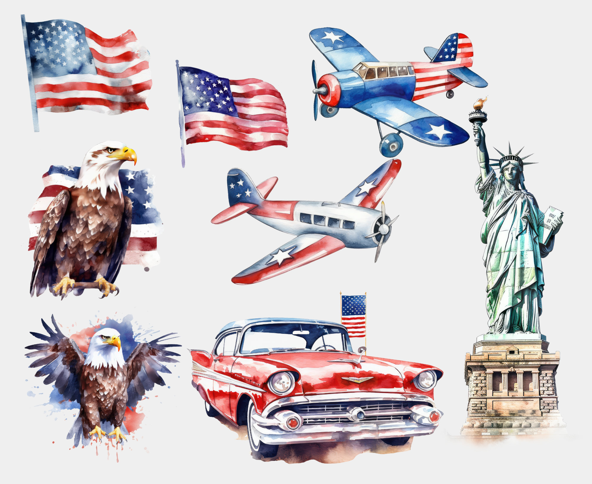 4th of July Independence Day Watercolor Clipart, Transparent Pngs ...