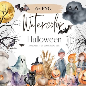 Ultimate Halloween Watercolor Clipart Bundle, 62 Transparent Pngs ...