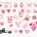 PINK Valentine Clipart Classic Valentine's Day Watercolor - Etsy