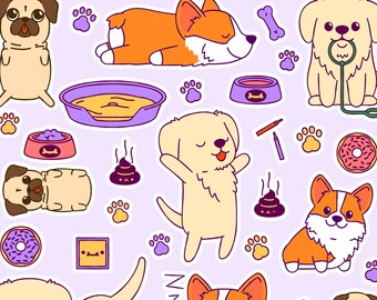 Cute Dog Pug Digital Stamps / Commercial Use OK / Puppy Graphics, Doggy ...