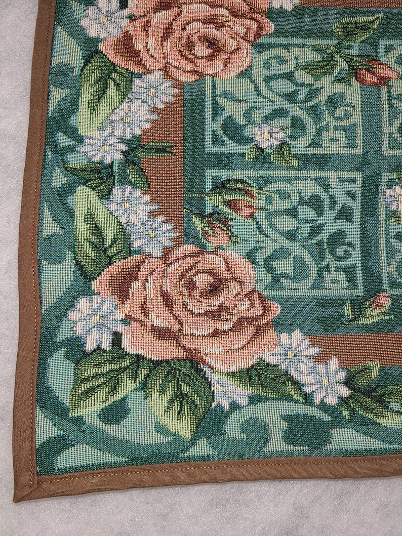 Vintage Cabbage Rose Tapestry Placemat - Beautiful Colors, 19x13 Inches ...