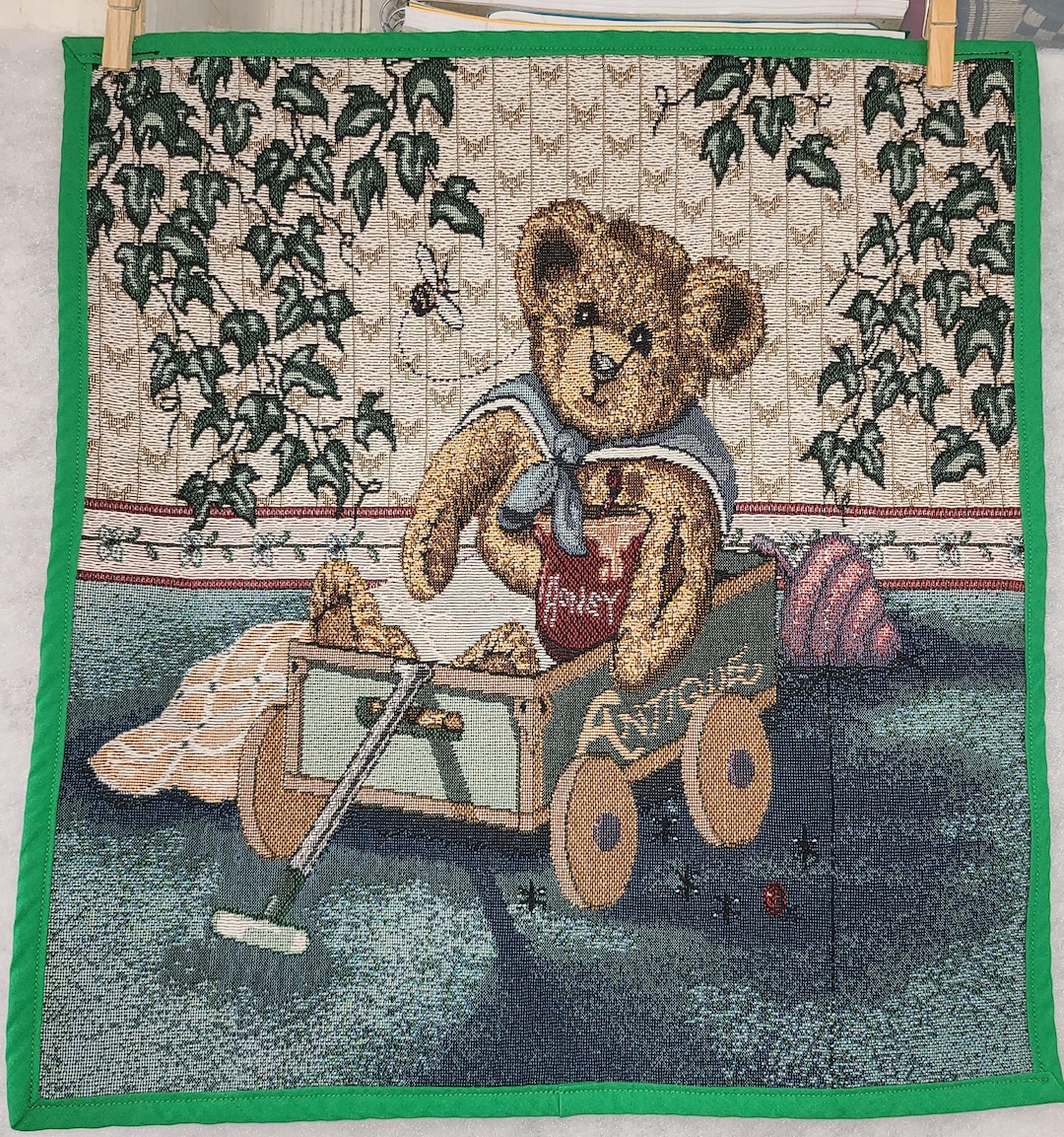 Teddy Bear in a Wagon Vintage Tapestry Wall Hanging - Etsy