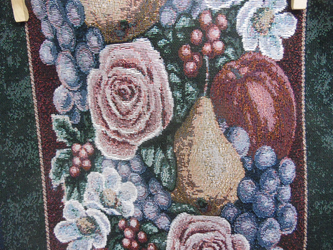 Vintage Tapestry Table Runner - Fruit and Flower Design - Extra Long ...