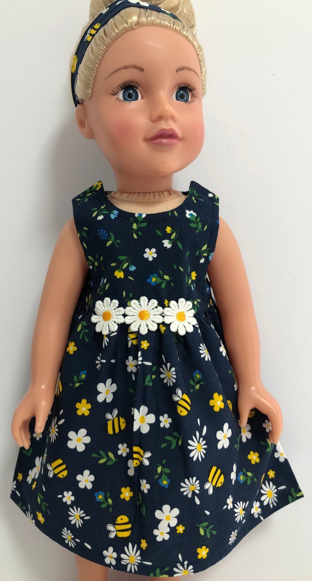 Handmade Bee & Flower Doll Dress With Headband: Fits 18" Dolls - Etsy