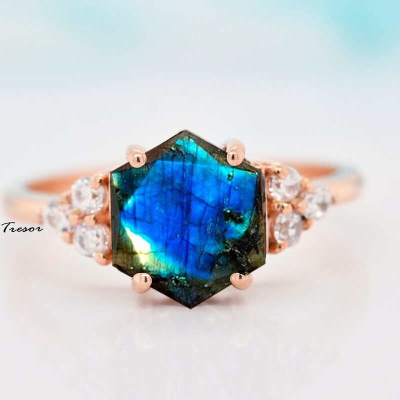 Labradorite Engagement Ring - Etsy