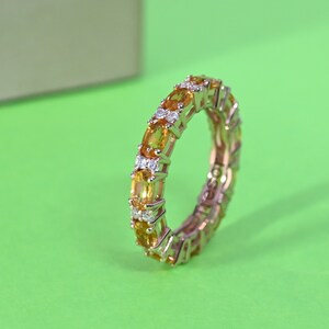 Vintage Citrine Wedding Band, Solid Gold Citrine Full Eternity Band ...