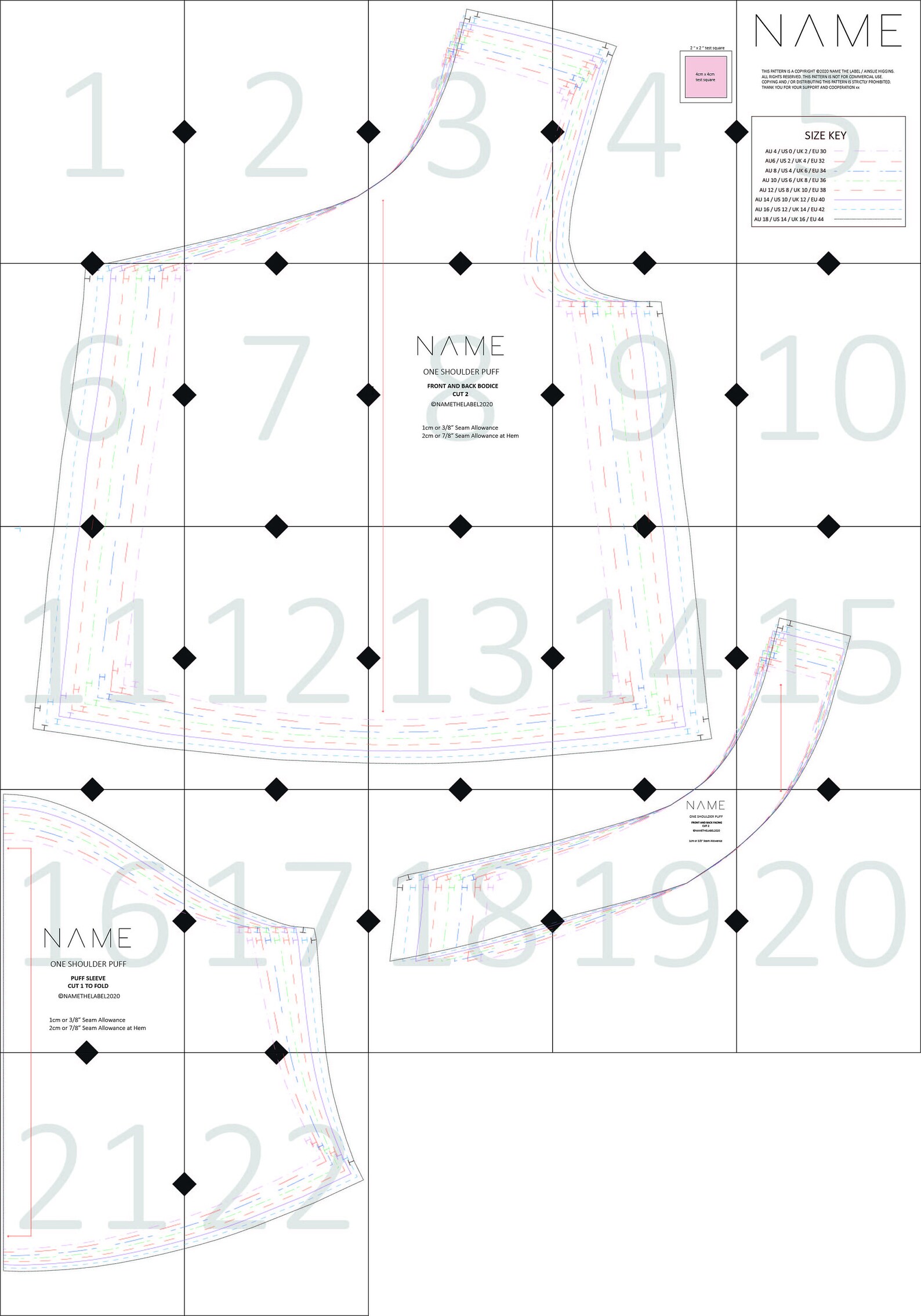 PDF Sewing Pattern Pdf One Shoulder Top Puff Sleeve PDF | Etsy Australia