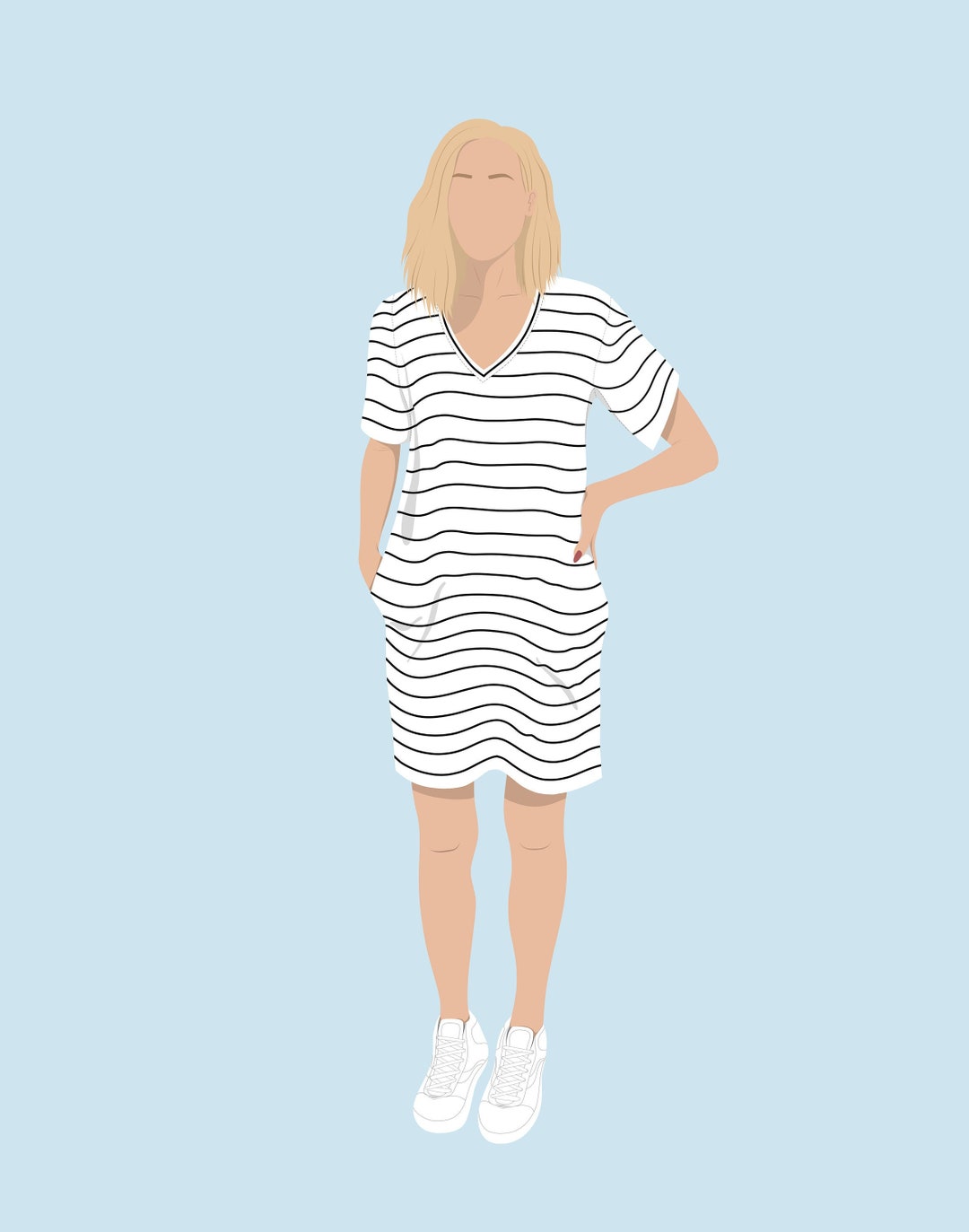 PDF Sewing Pattern, PDF Dress, T Shirt Dress, Size 6 - 16, Easy Sew ...
