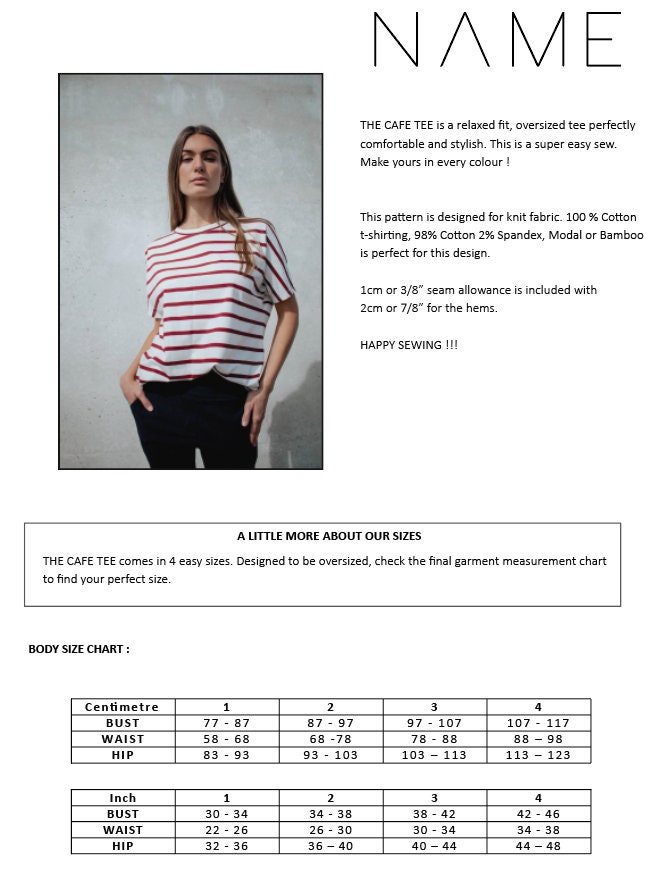 PDF Sewing Pattern PDF Oversized T-shirt. PDF T-shirt Easy | Etsy Australia