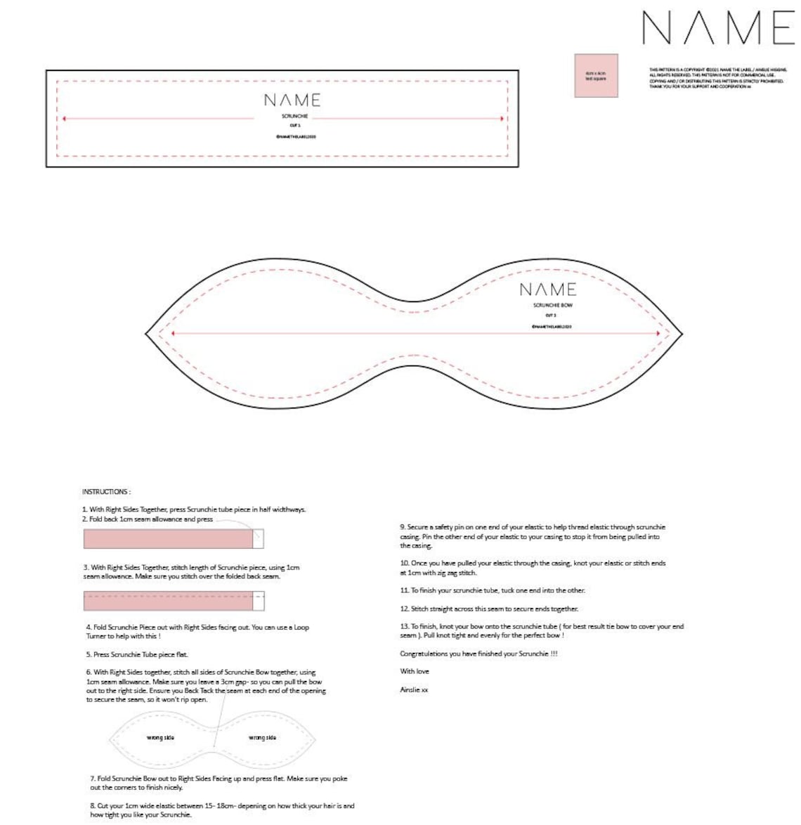 PDF Sewing Pattern Hair Scrunchie Scrunchie Scrunchie With - Etsy