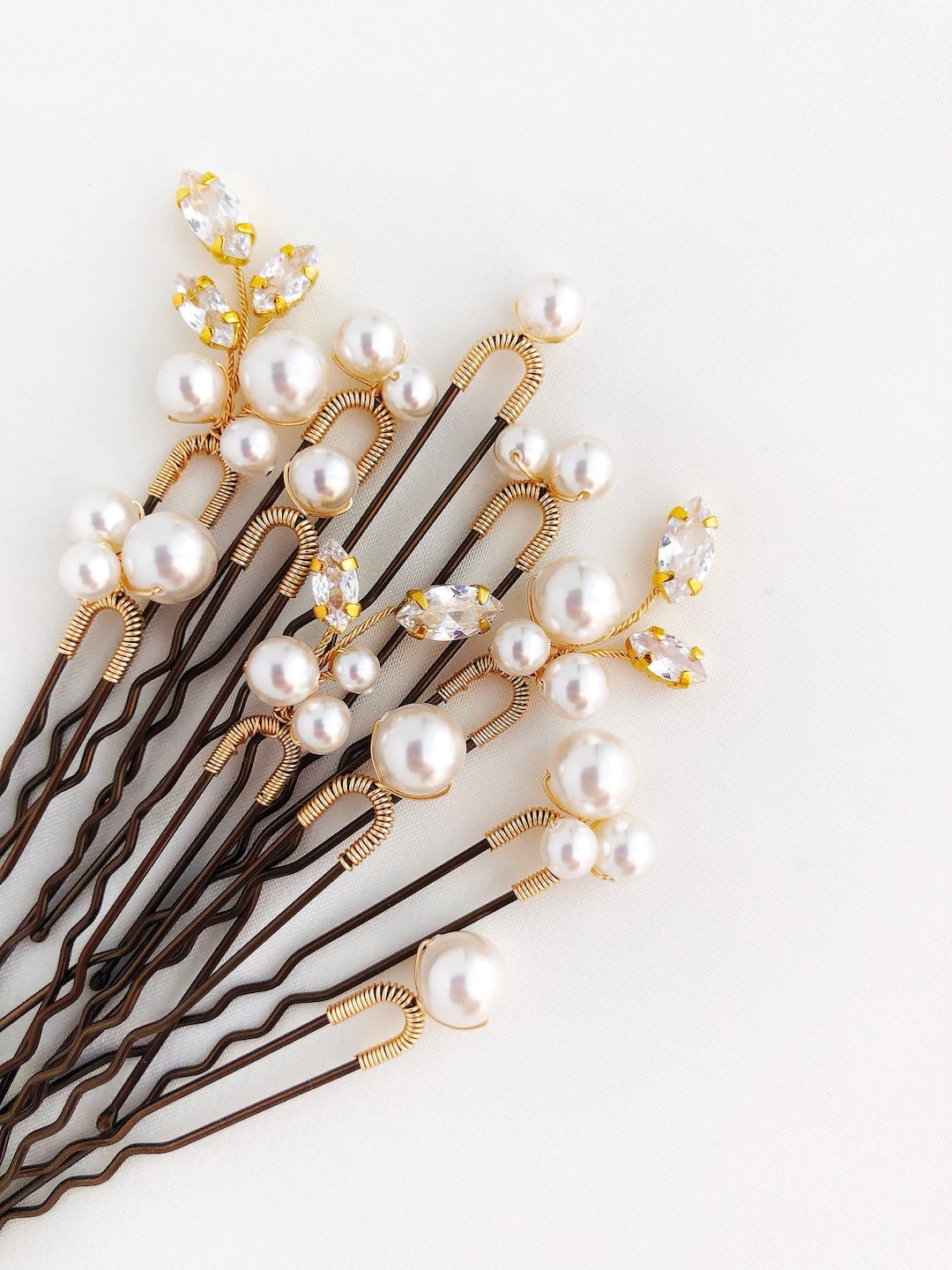 Bridal Pearl Hair Pins - Set of 11, Wedding Gold Hairpiece - Etsy