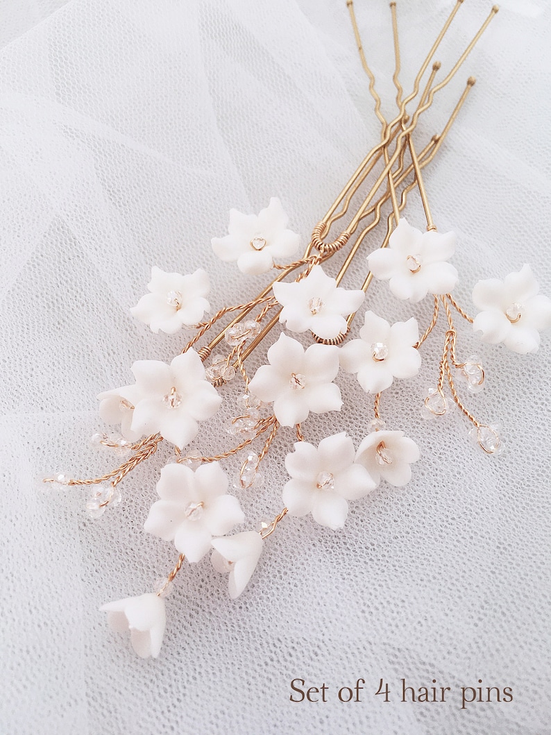 Flower Wedding Hair Pins Set of 2468 Bridal Floral - Etsy