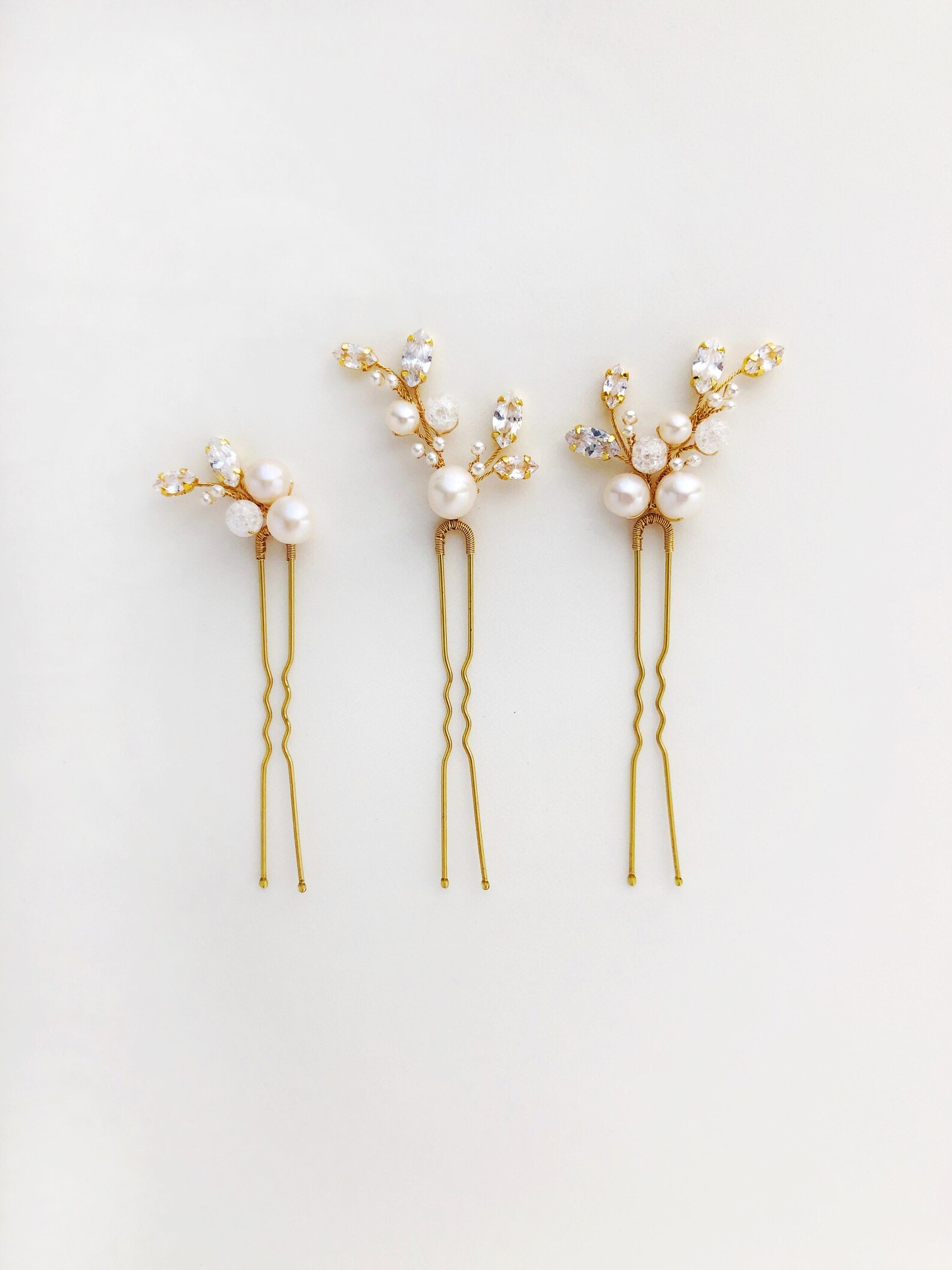 Bridal Pearl Hair Pins Set of 3 / Wedding Pearl Hair Piece - Etsy