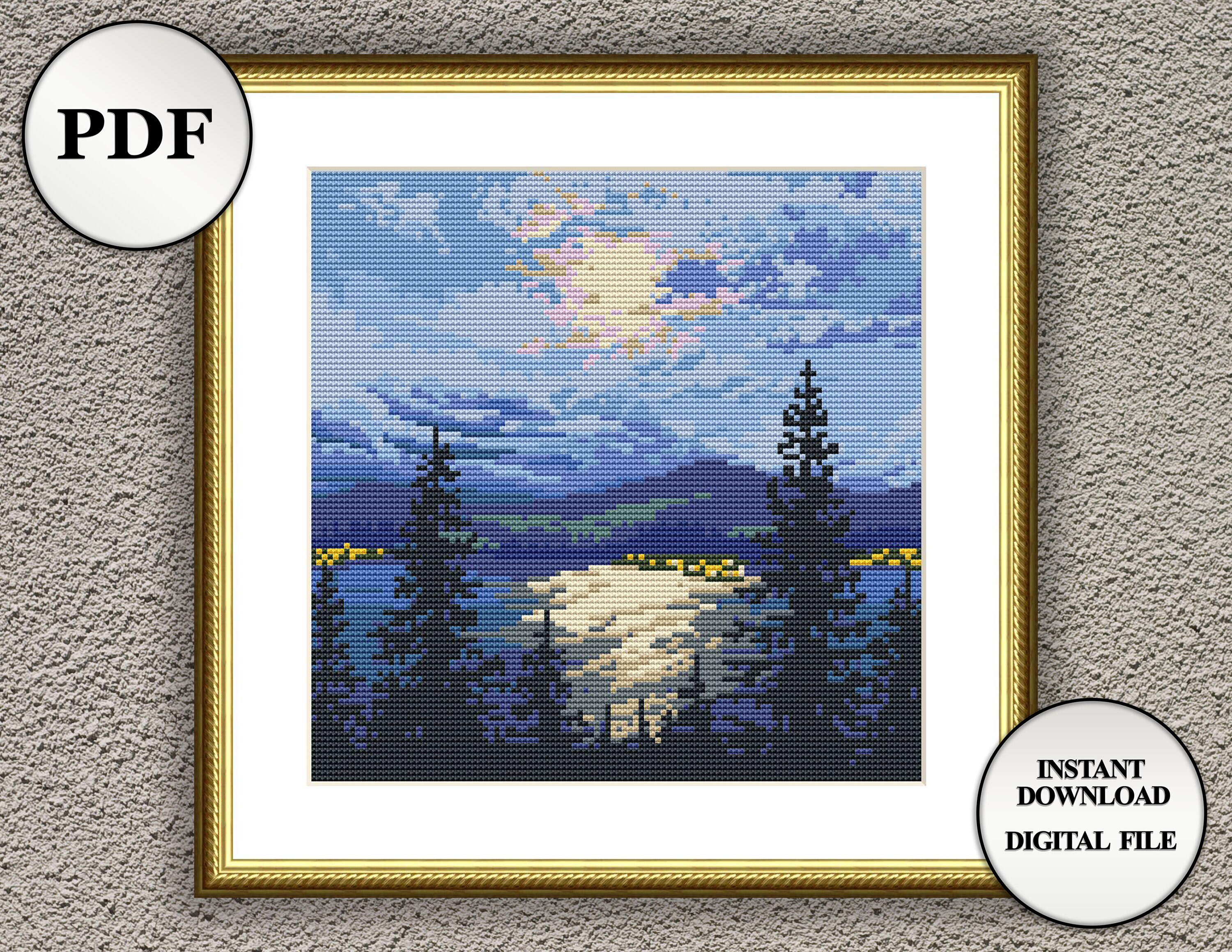 Cross stitch pattern landscape Sunset embroidery Nature cross | Etsy