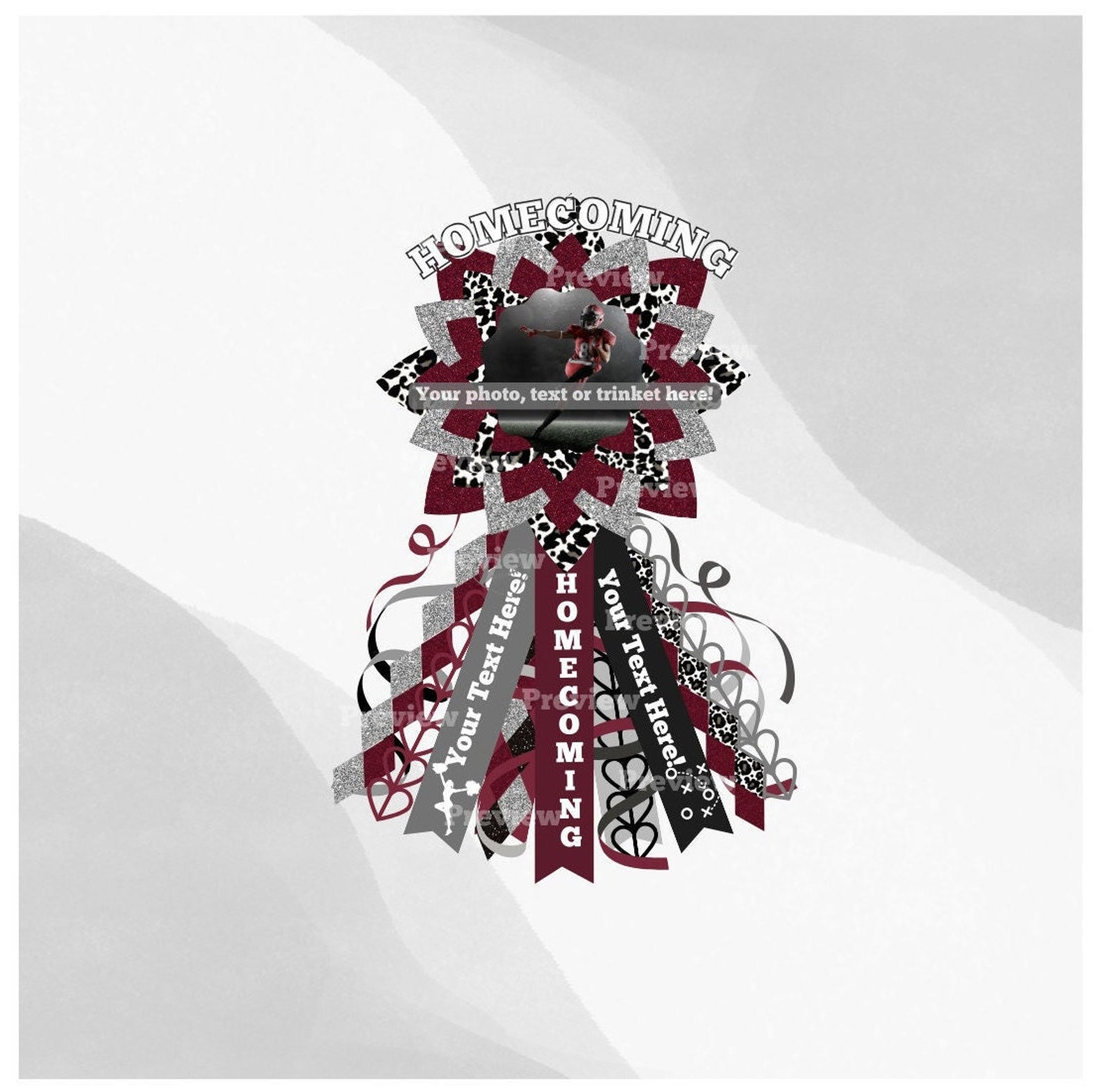 Homecoming Mum Clipart, Maroon Silver Black, Cheetah, Spirit, School ...