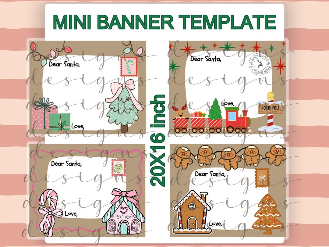 Dear Santa Mini Banner Template DIY Christmas Printable Letters to ...