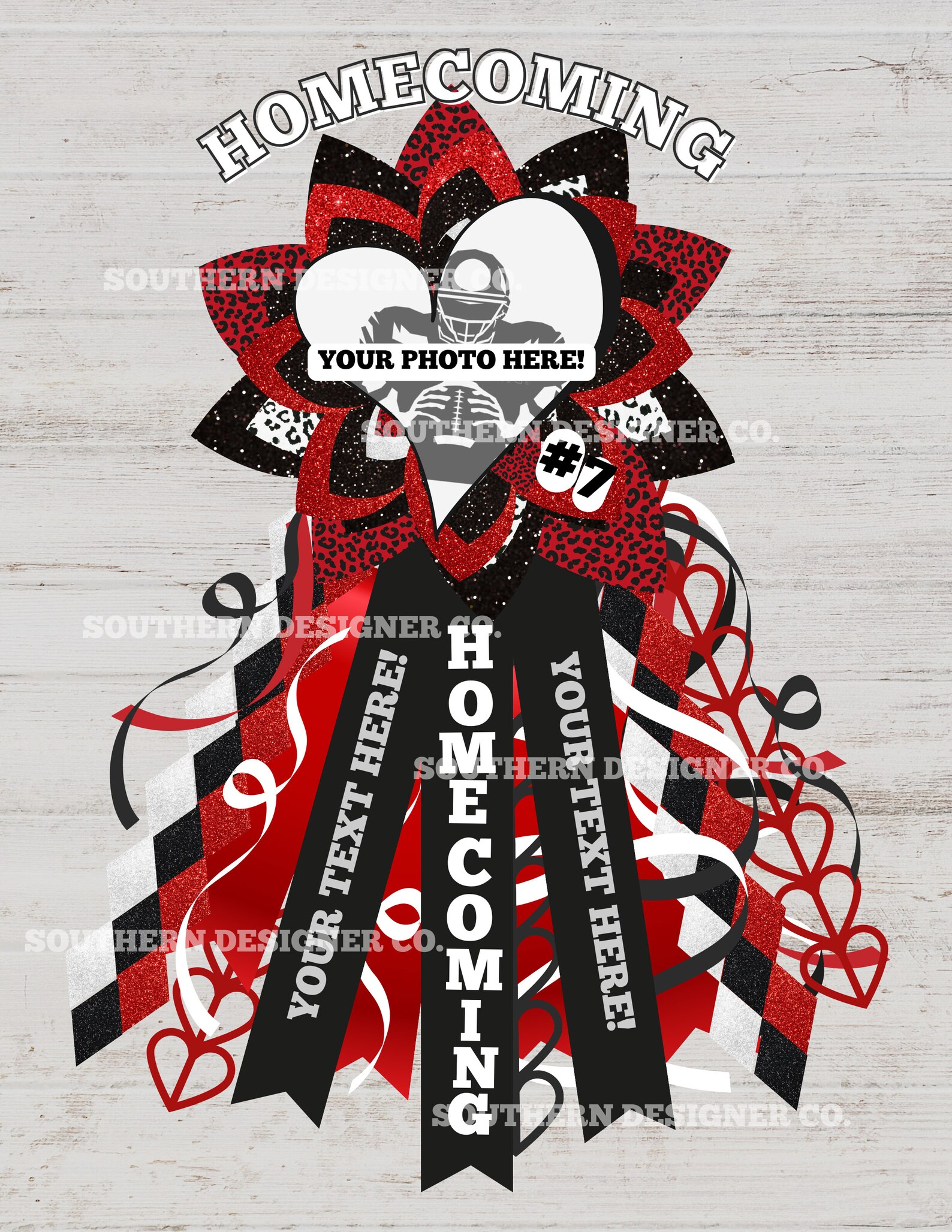 Homecoming Mum Clipart Black Red White Cheetah Spirit - Etsy
