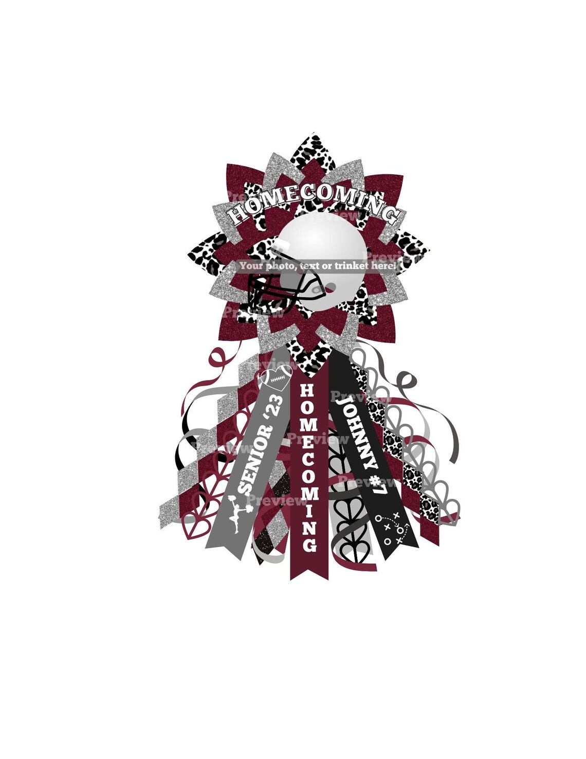 Homecoming Mum Clipart, Maroon Silver Black, Cheetah, Spirit, School ...