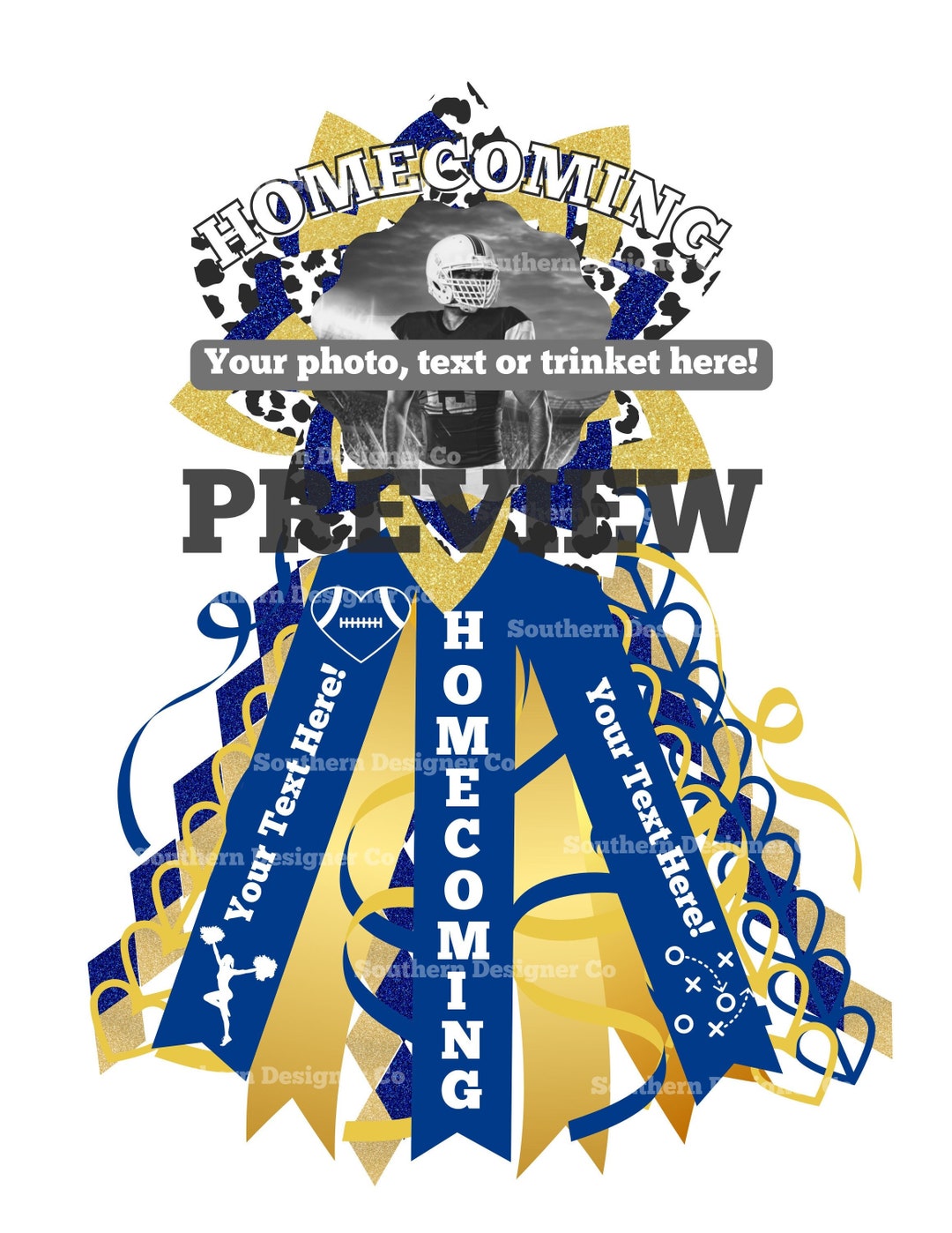 Homecoming Mum Clipart, Royal Blue Gold, Spirit, School Colors ...