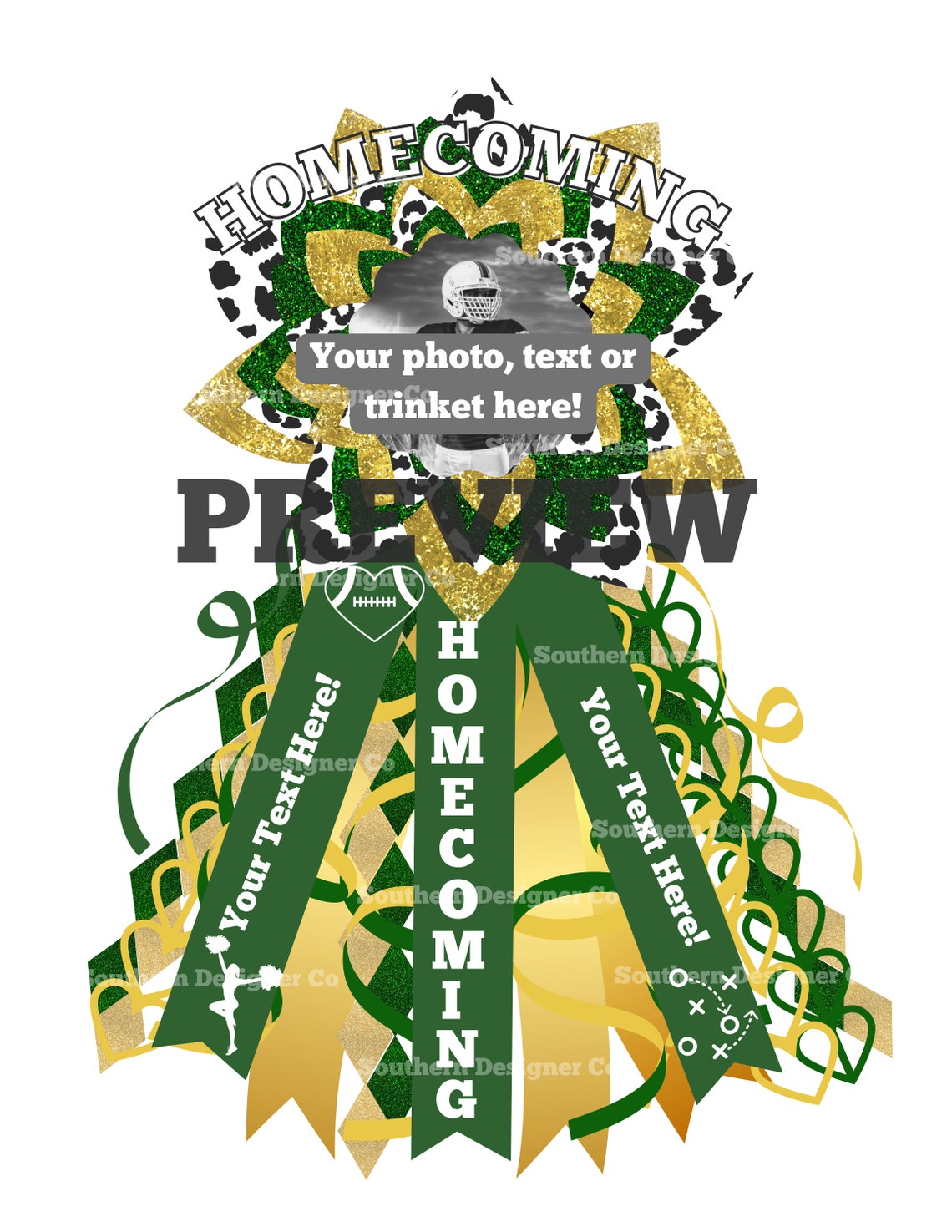 Homecoming Mum Clipart, Green Gold Cheetah , School, Spirit Shirt ...