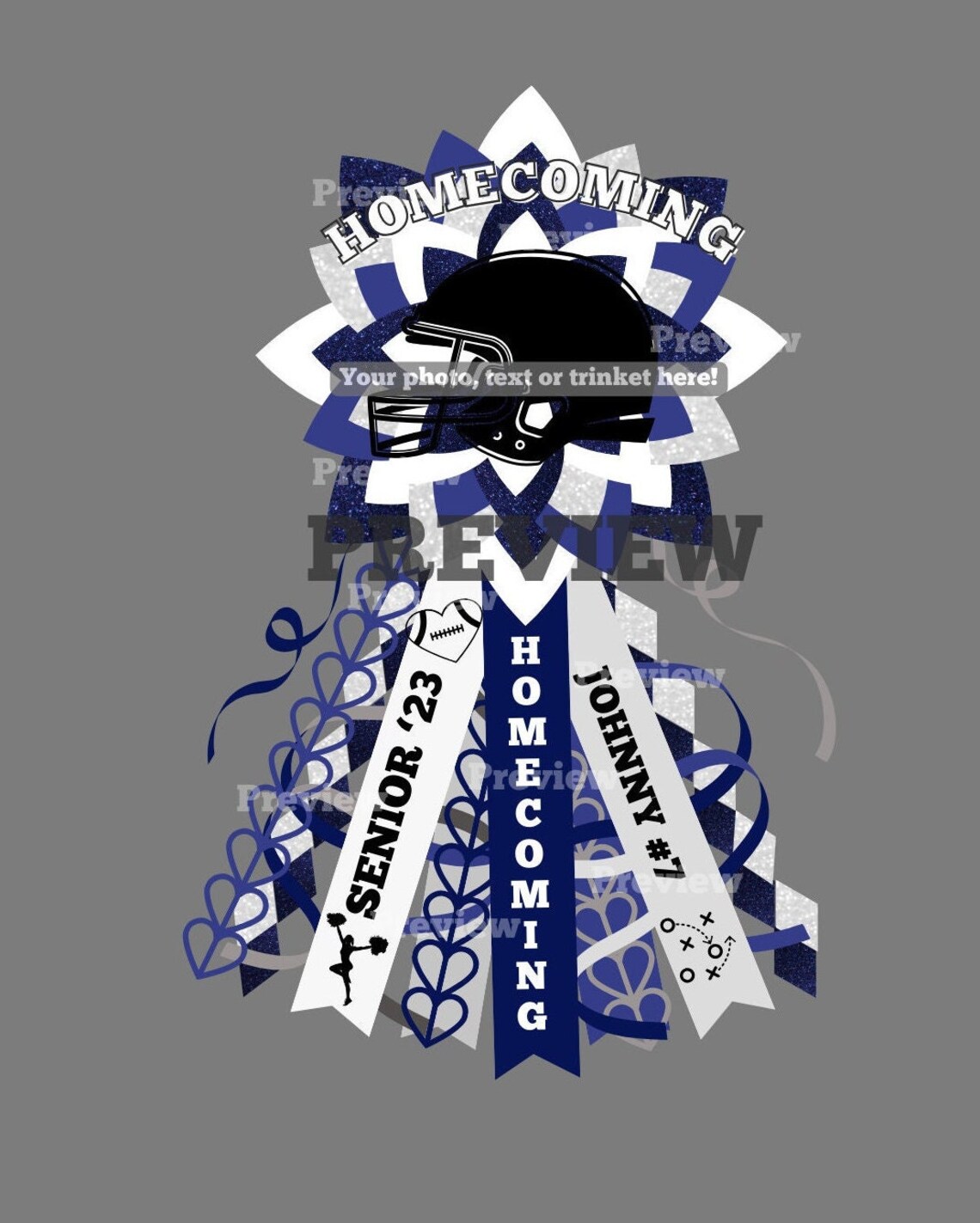 Homecoming Mum Clipart, Navy Blue White, Glitter, Spirit, School Colors ...