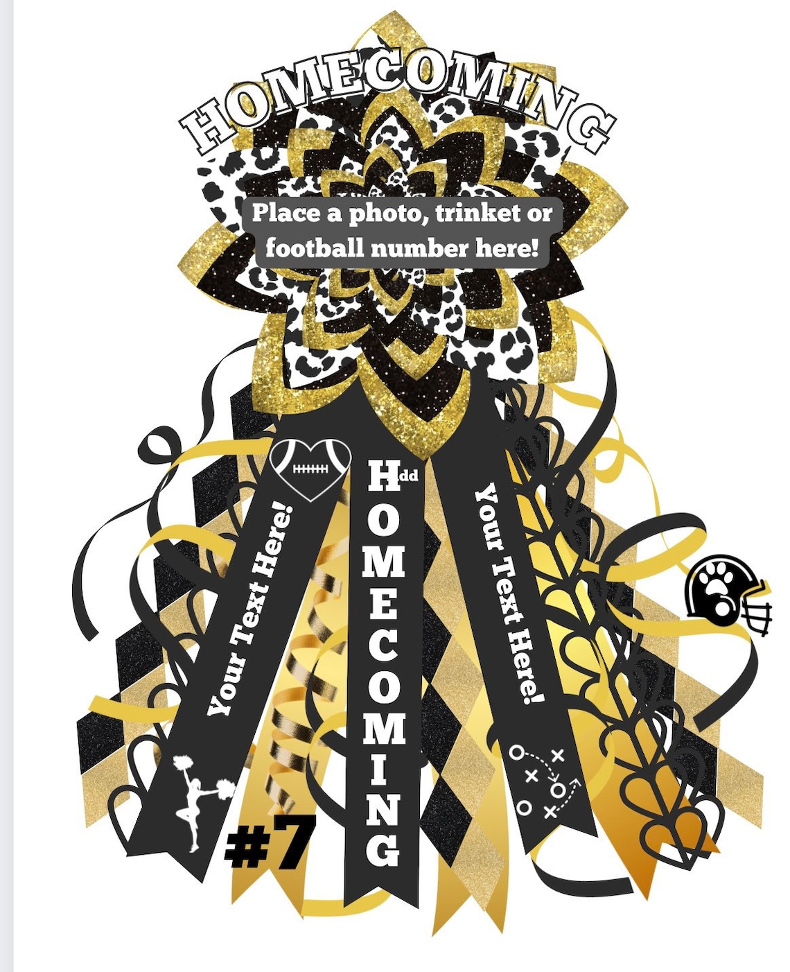Homecoming Mum Clipart, Black Yellow Gold White, Spirit, School Colors ...