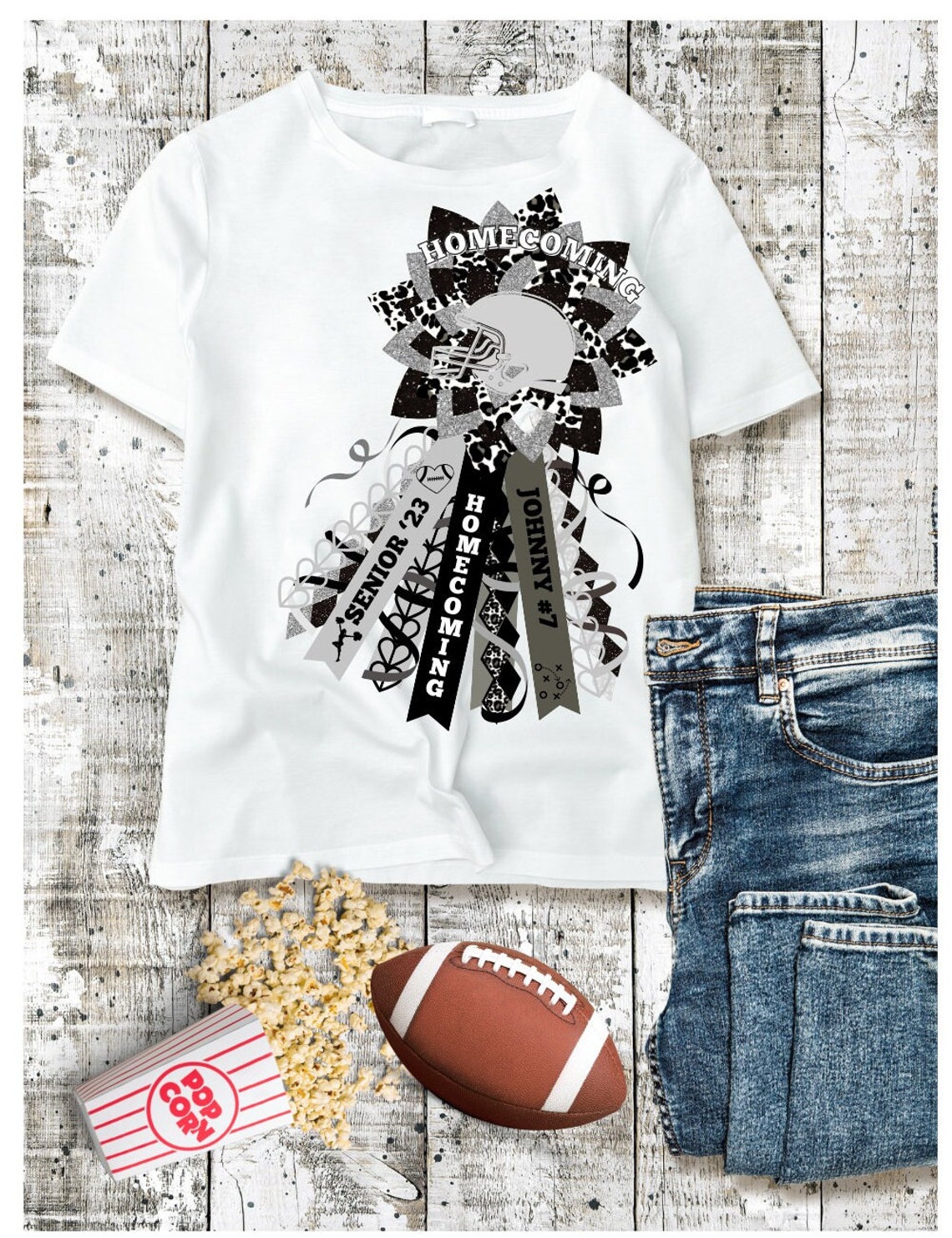 Homecoming Mum Clipart, Black Silver White, Cheetah, Spirit, School ...