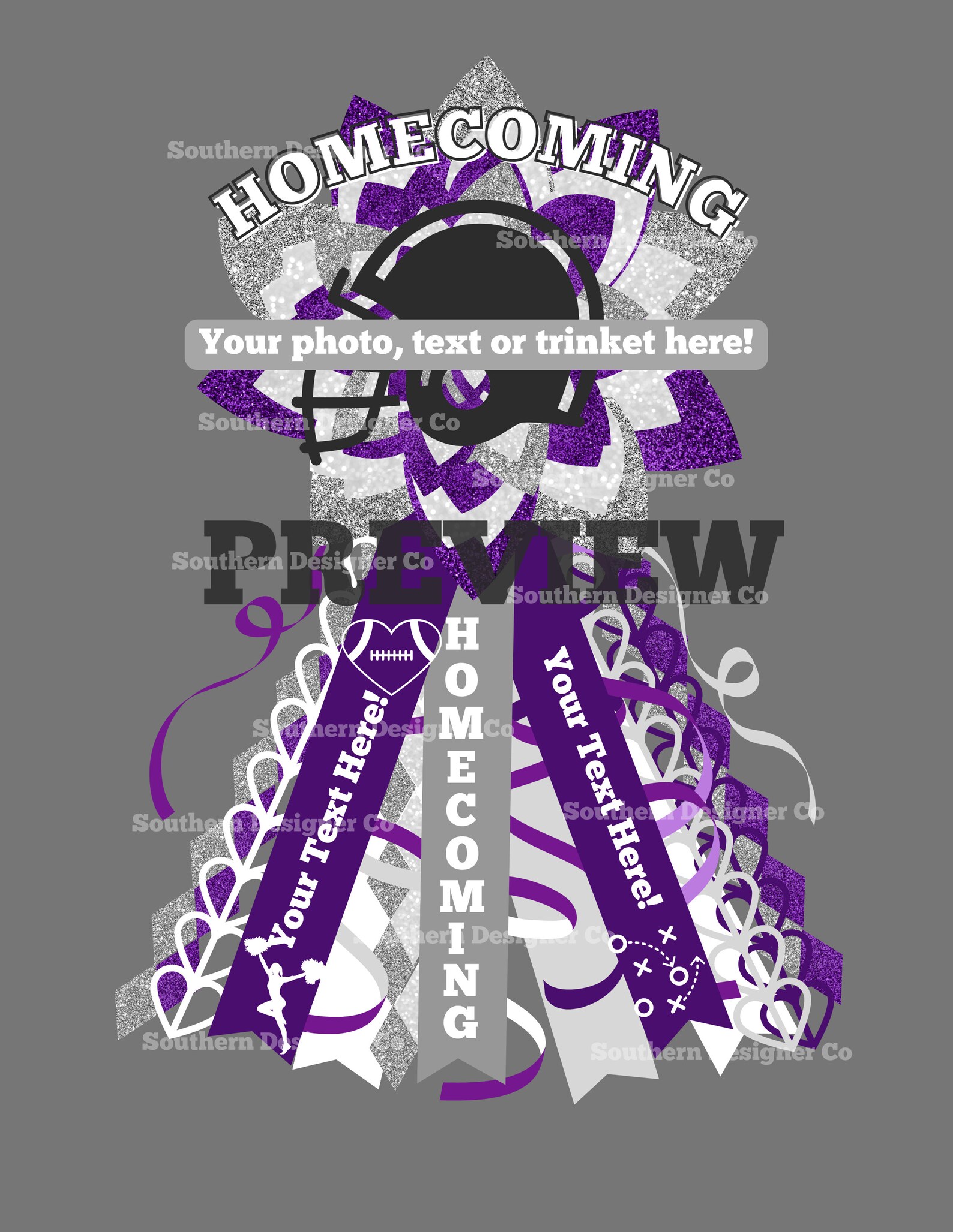 Homecoming Mum Clipart, Purple Silver White, Spirit, School Colors ...
