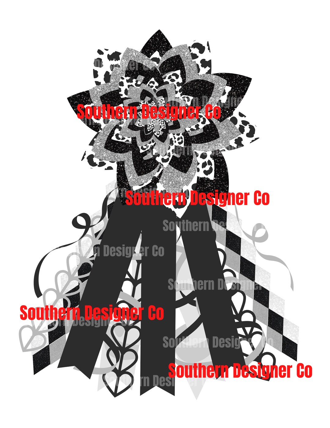 Homecoming Mum Clipart Black Silver White Cheetah Spirit - Etsy