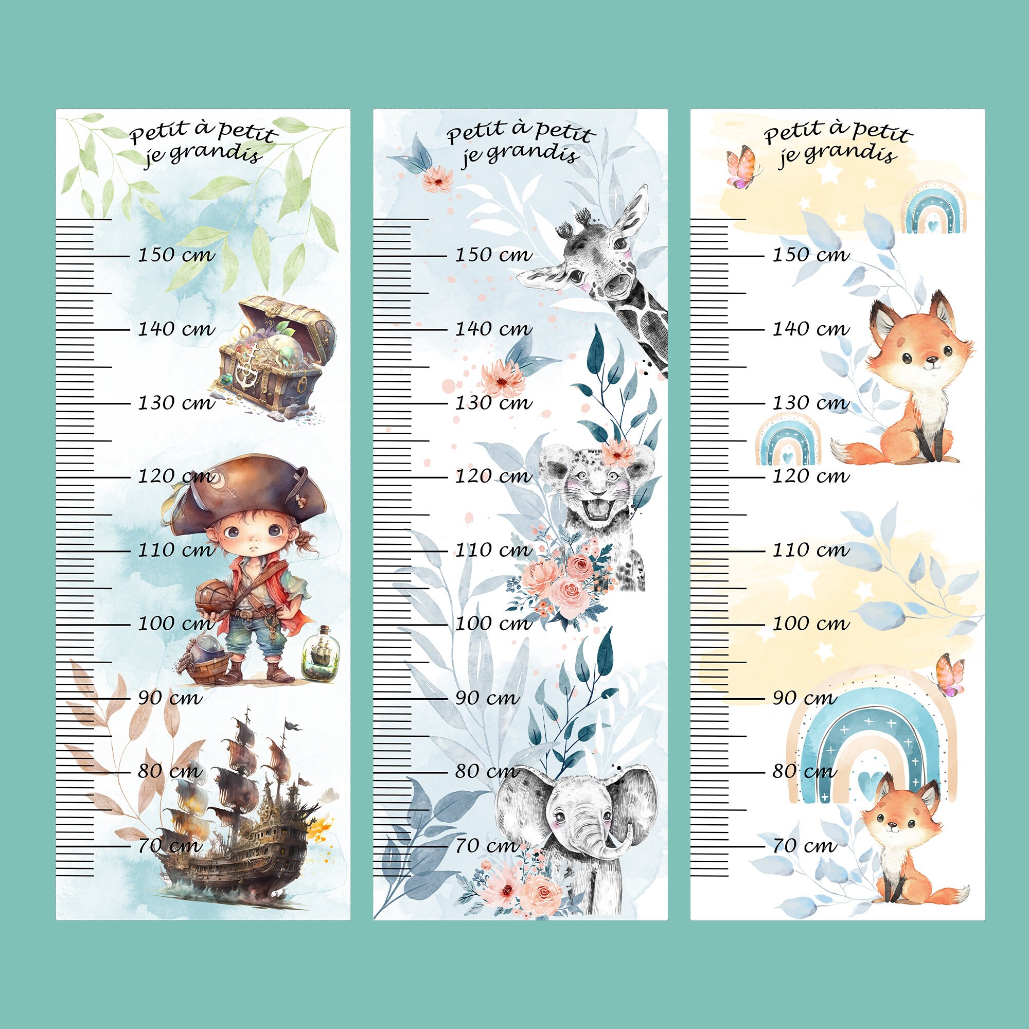 Fox and Pirate Savanna Height Chart Panel Exclusive to Oeko - Etsy