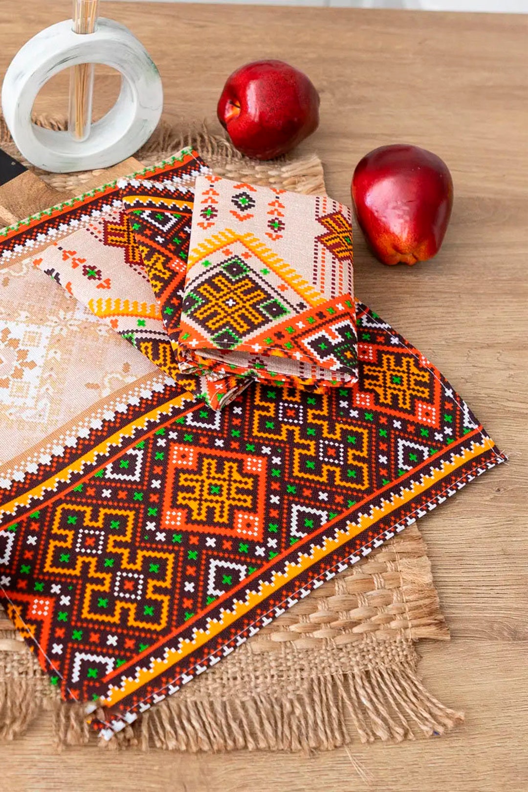Linen Napkins Set: Ukrainian Carpathian Design, Eco-friendly Table ...