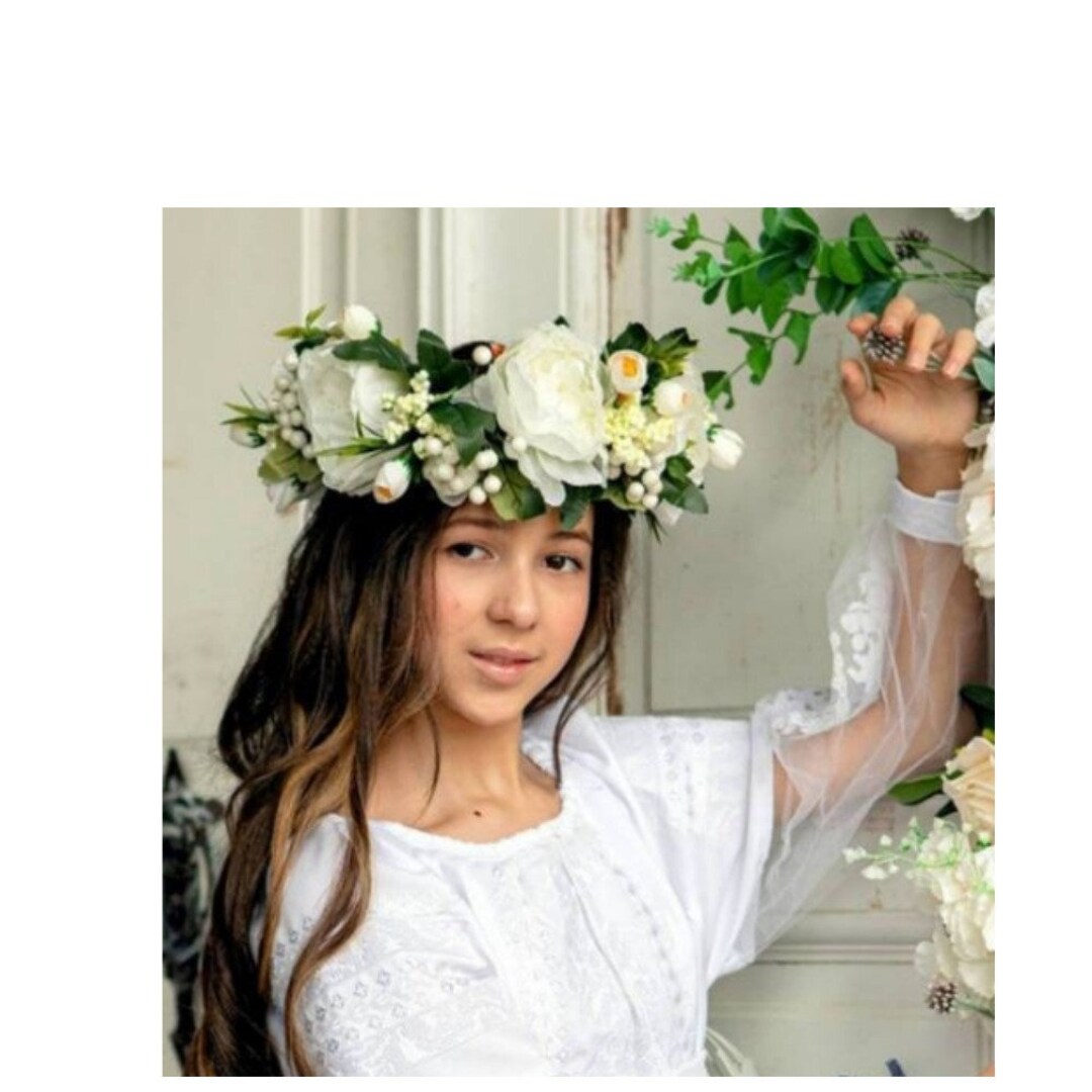 Designer Wedding Ukrainian Flower Crown of Large and Small Flowers ...
