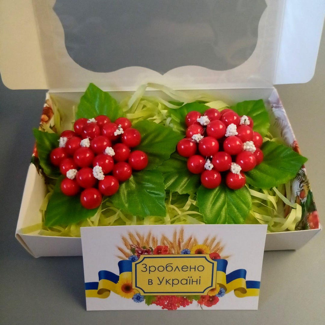 Ukrainian Viburnum Hair Pin Set, Handmade Floral Hair Accessories - Etsy