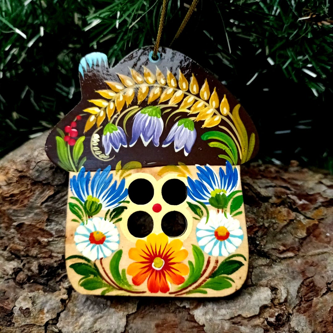 Ukrainian Decor Hand-painted House. Christmas Tree Decoration With ...