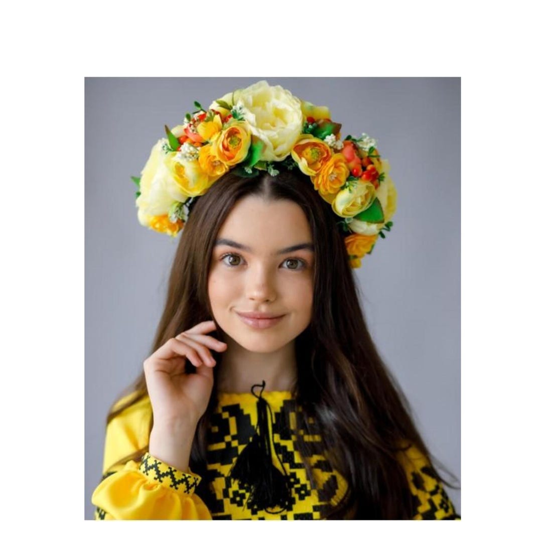 Ukrainian Flower Crown, Handmade Floral Headband - Etsy