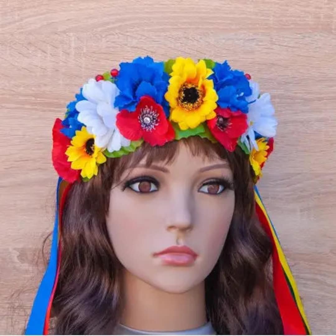 Ukrainian Flower Crown With Ribbons. Ethnic Decoration From Wild ...