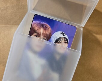 Clear Flip Top Container, Plastic Simple Card Sleeves Storage Box, Kpop ...