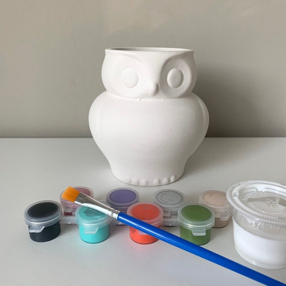 DIY Pottery Painting Kit Owl Succulent Planter at Home Pottery Painting Owl Cup U Paint Bisque Kids Art Kits Craft Supplies Etsy UK