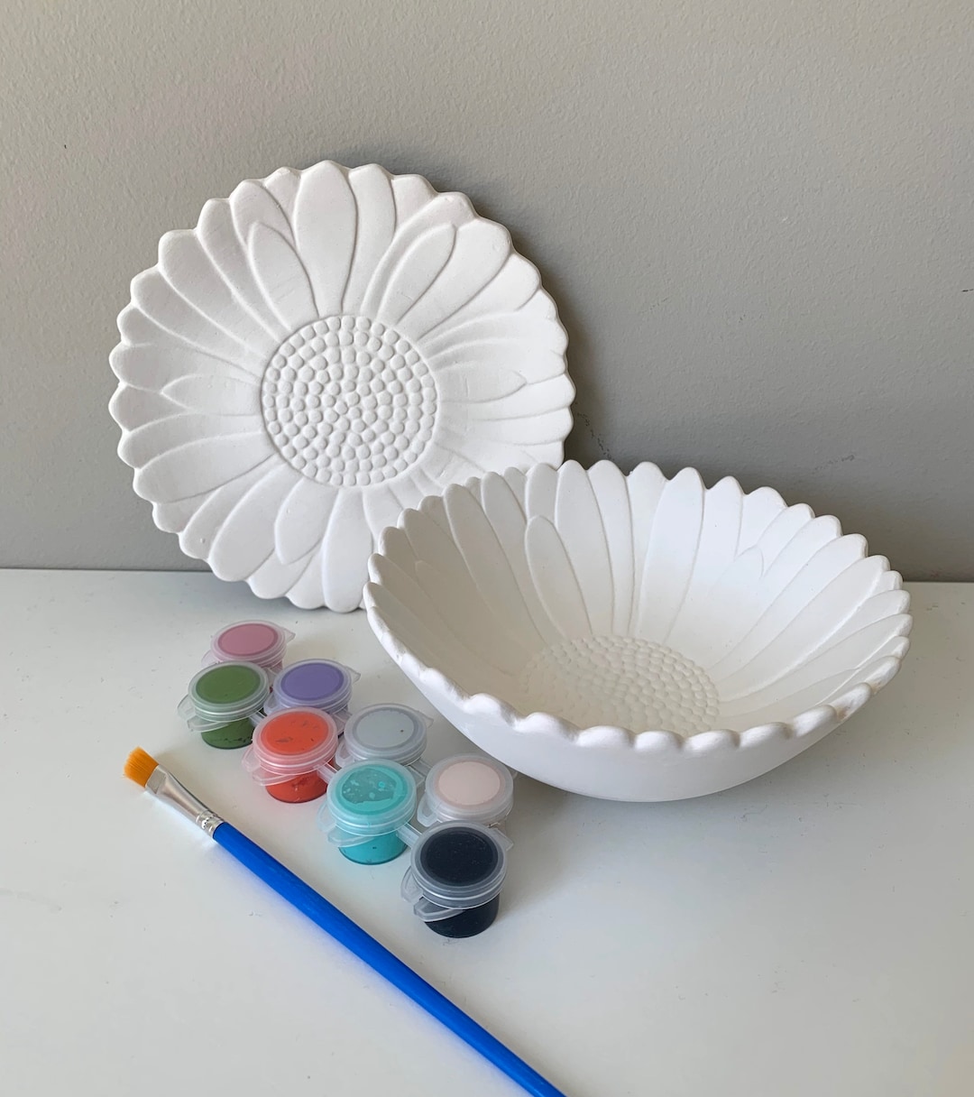 Sunflower Bowl or Dish, Sunflower DIY Paint Kit, DIY Pottery Painting ...