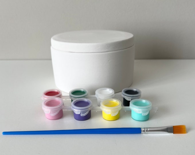 Medium Round Box, Ceramic Box Paint Kit, at Home Pottery Painting Kit ...