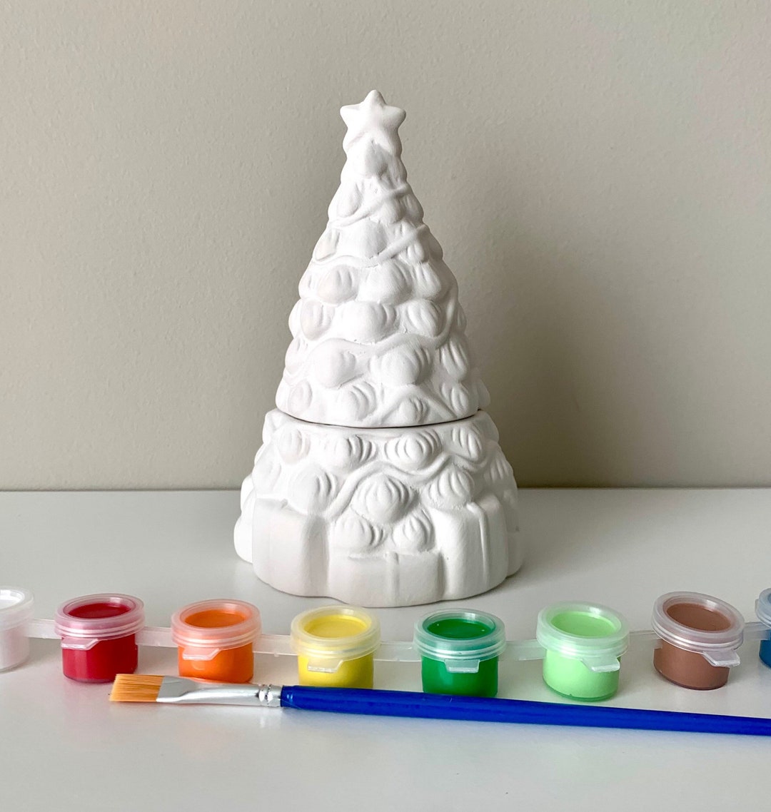 Christmas Tree Box, Christmas Tree Pottery Painting Kit, at Home ...