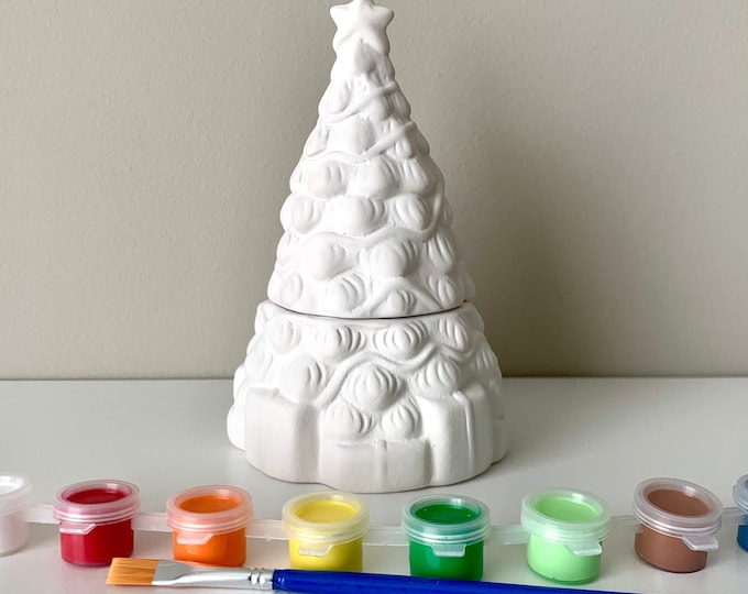 Christmas Tree Box, Christmas Tree Pottery Painting Kit, at Home ...