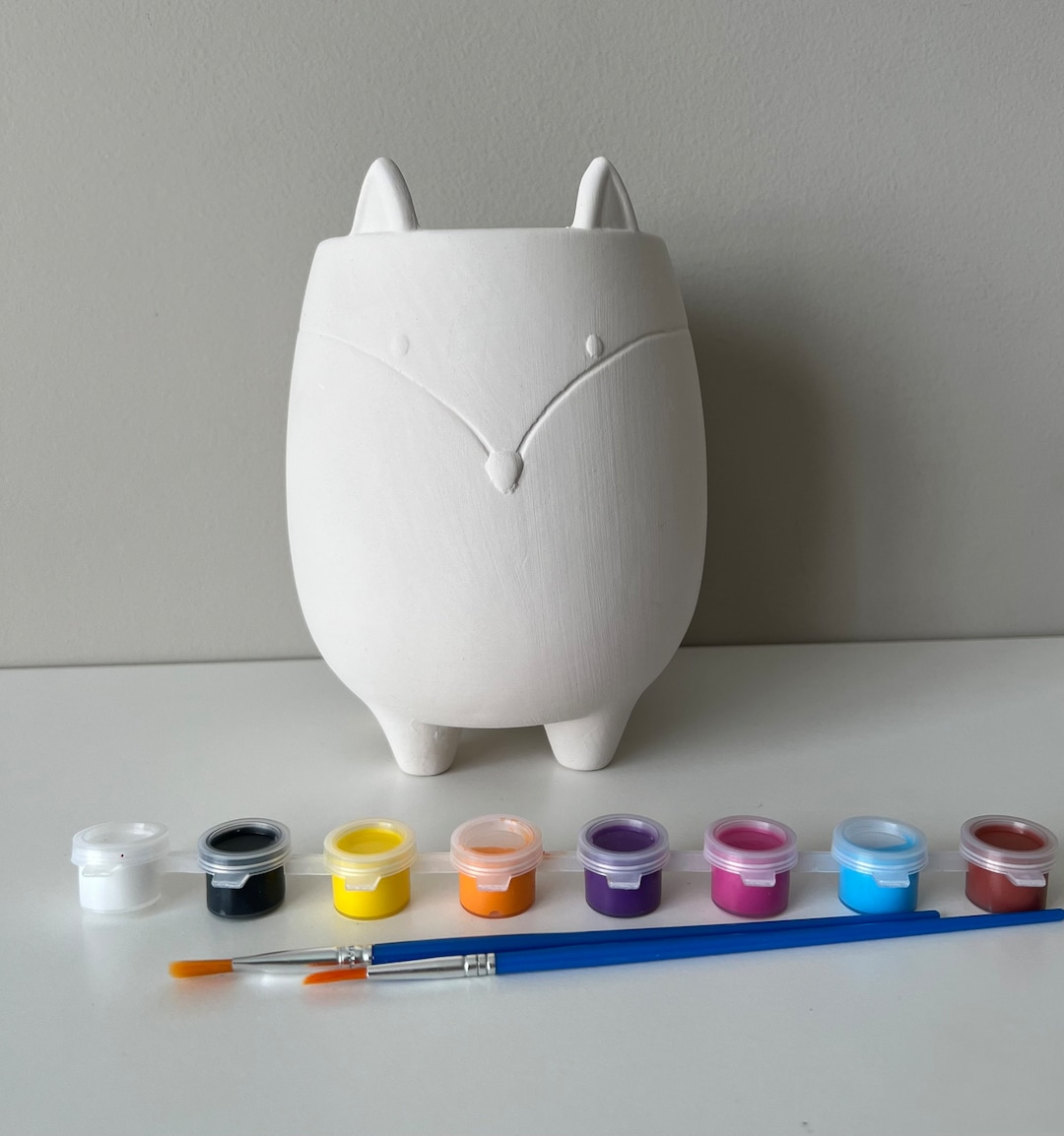 Pottery Painting Kit, Contemporary Fox Planter, Succulent Planter ...